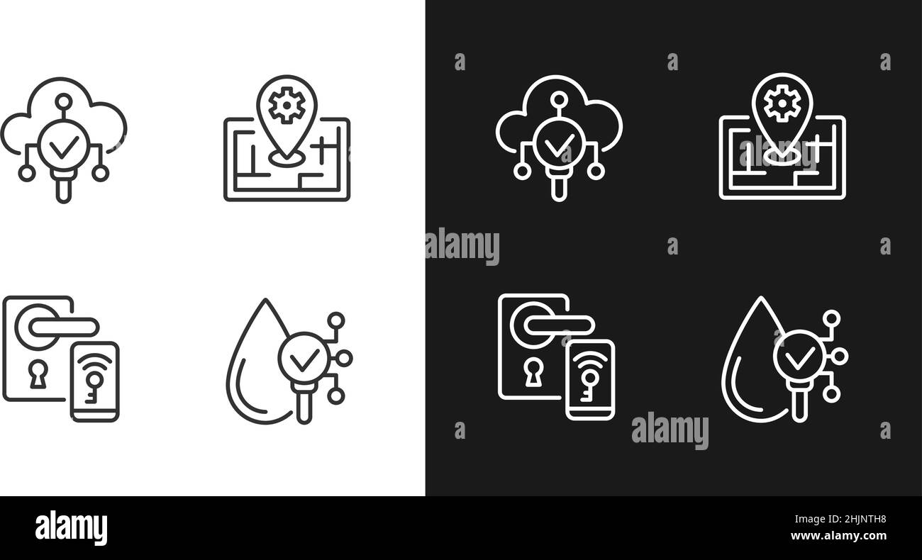 IoT technologies pixel perfect light and dark theme color icons set ...