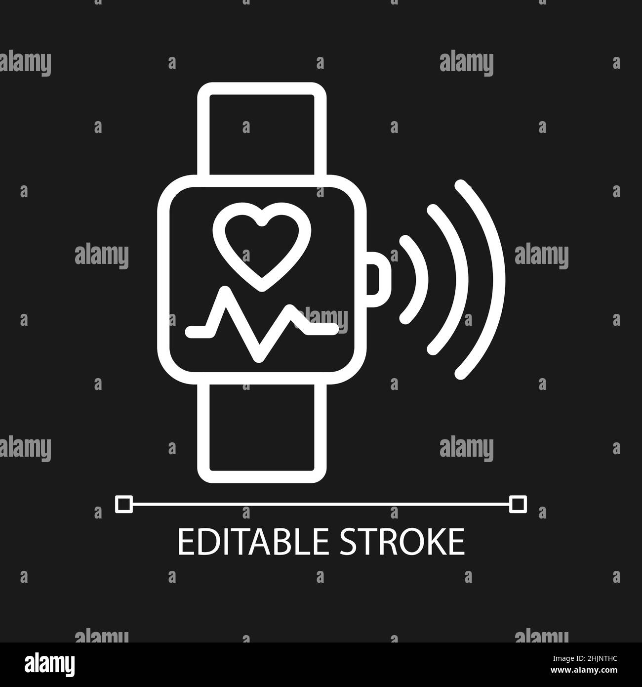 Heart rate monitoring pixel perfect white linear icon for dark theme ...