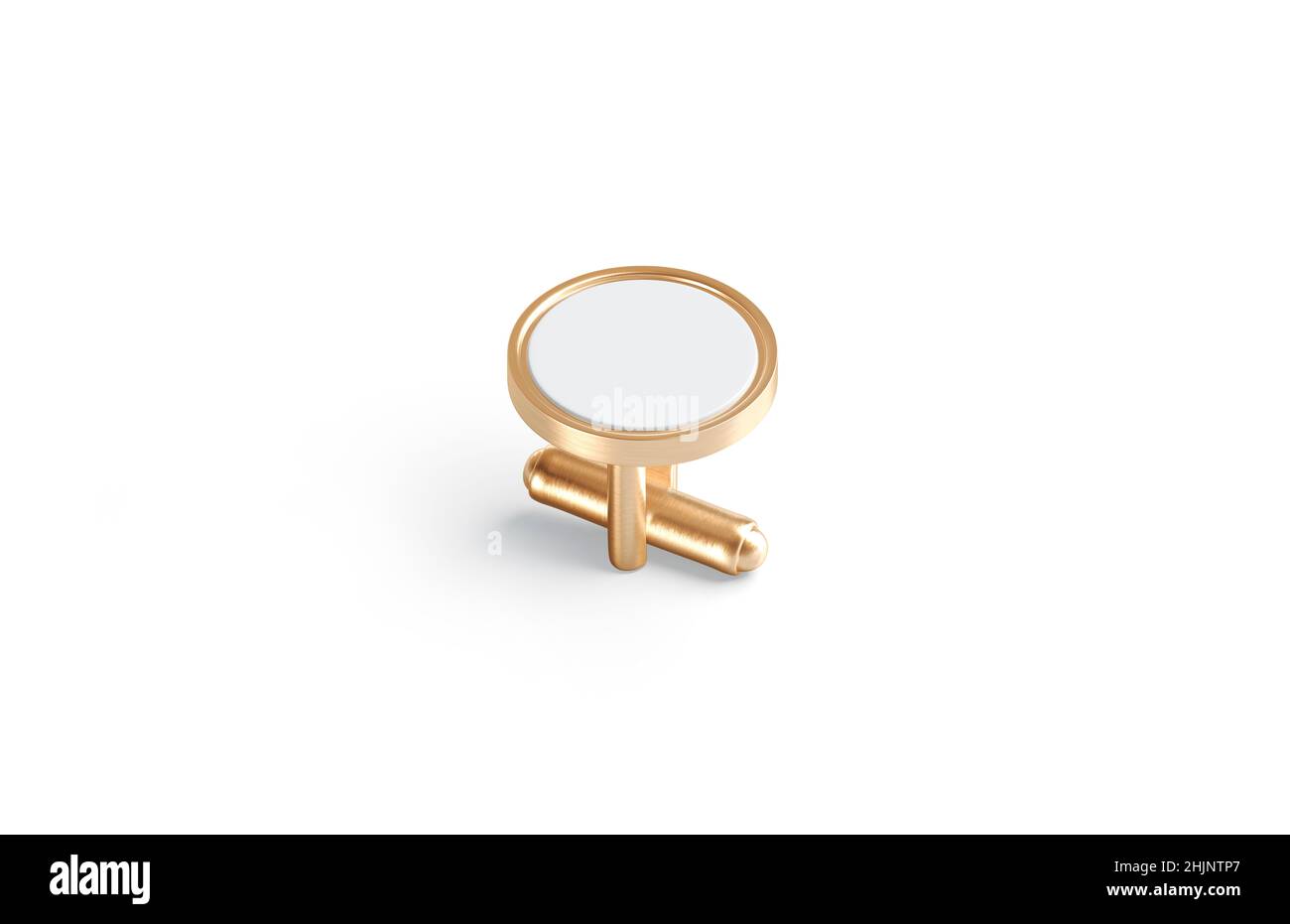 Blank round gold cufflinks toggle mock up stand, side view Stock Photo ...