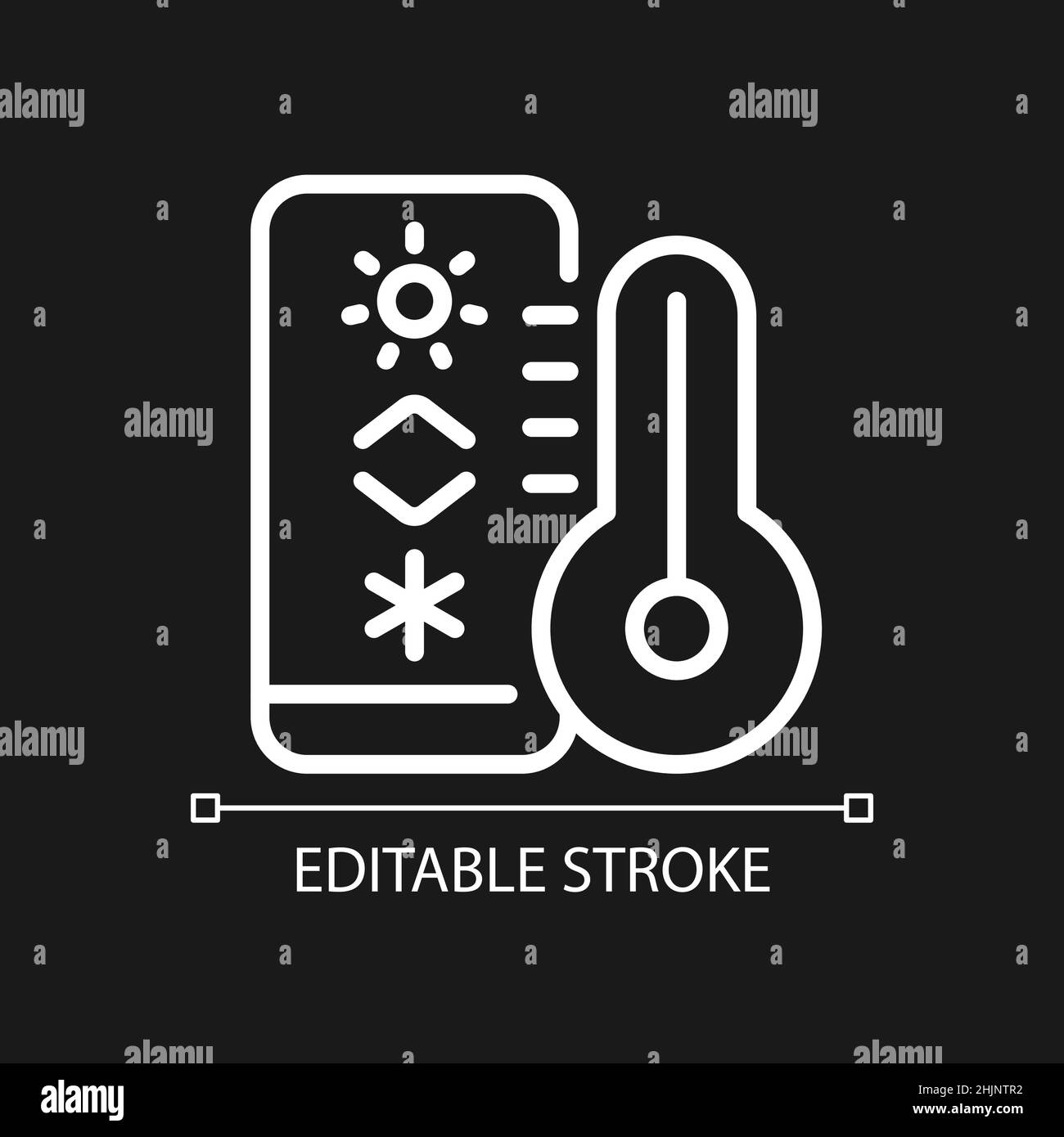 Temperature regulation pixel perfect white linear icon for dark theme ...
