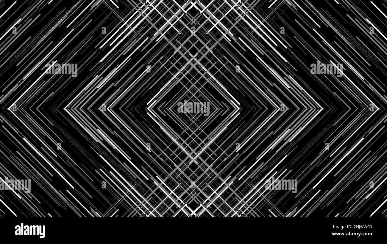 Pattern with black and white lights with interference. Animation. Triangular mirror pattern with ...