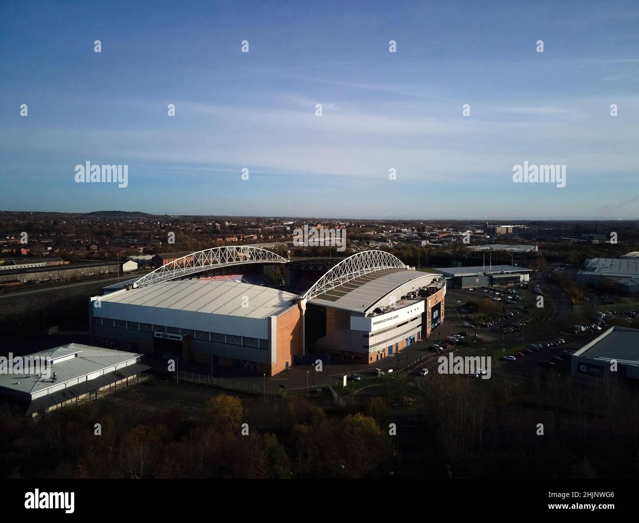 Wigan stadium aerial hi-res stock photography and images - Alamy