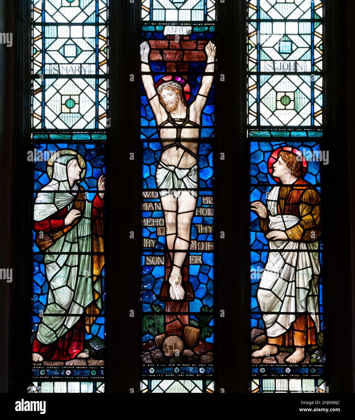Crucifixion stained glass, St. John the Baptist Church, Hagley ...