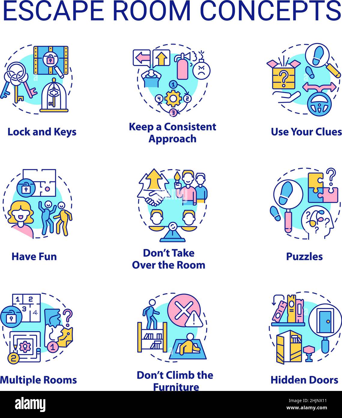 Escape room concept icons set Stock Vector Image & Art - Alamy