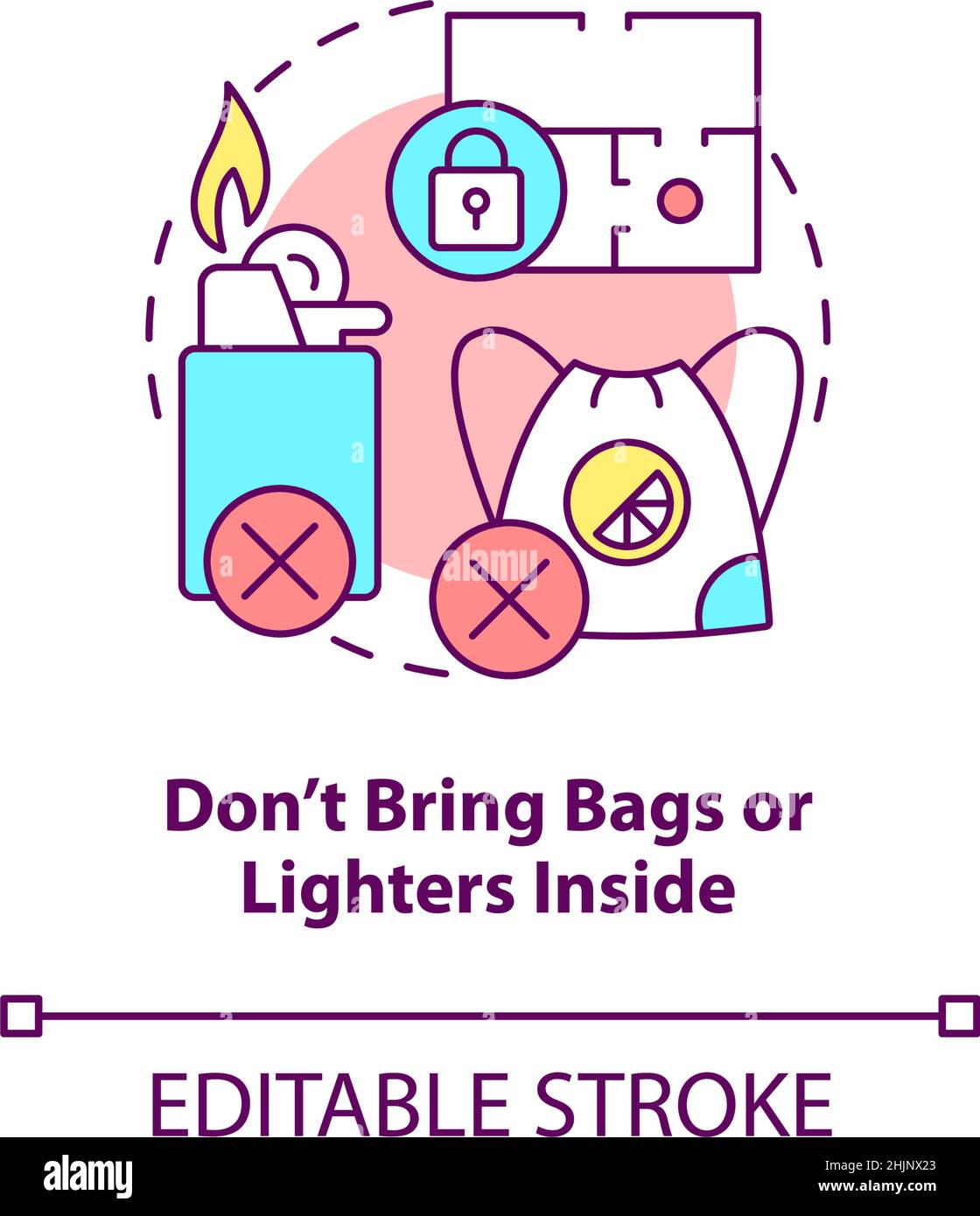 Dont bring bags and lighters inside concept icon Stock Vector Image ...