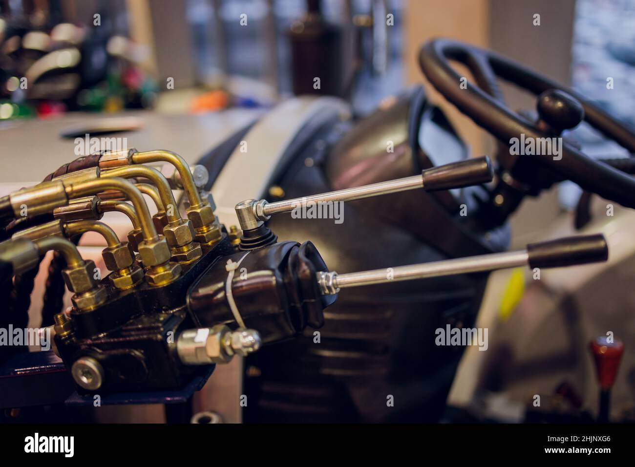 Hydraulic systems on agricultural machinery part of a new tractor Stock ...