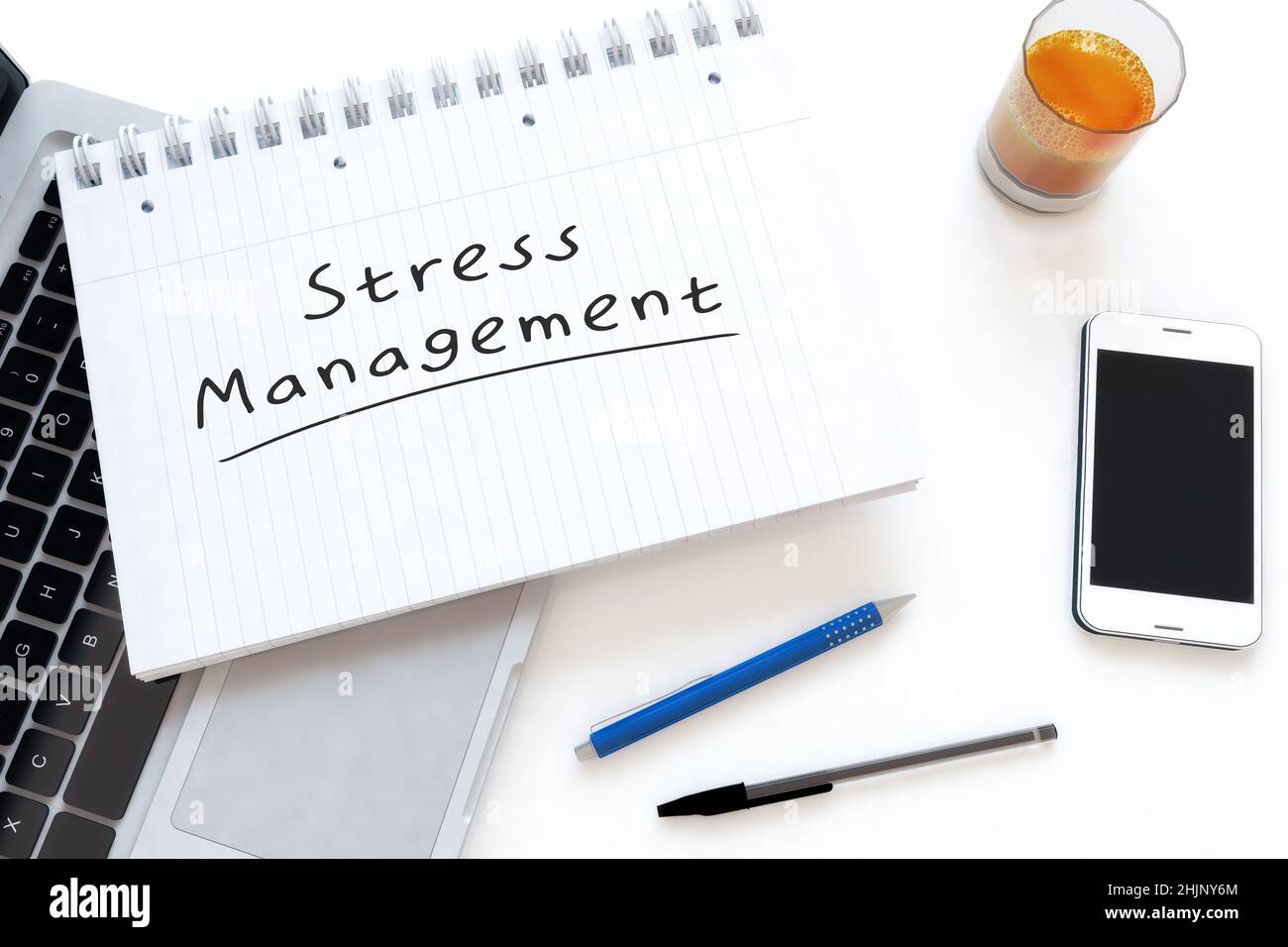 Stress Management - handwritten text in a notebook on a desk - 3d ...