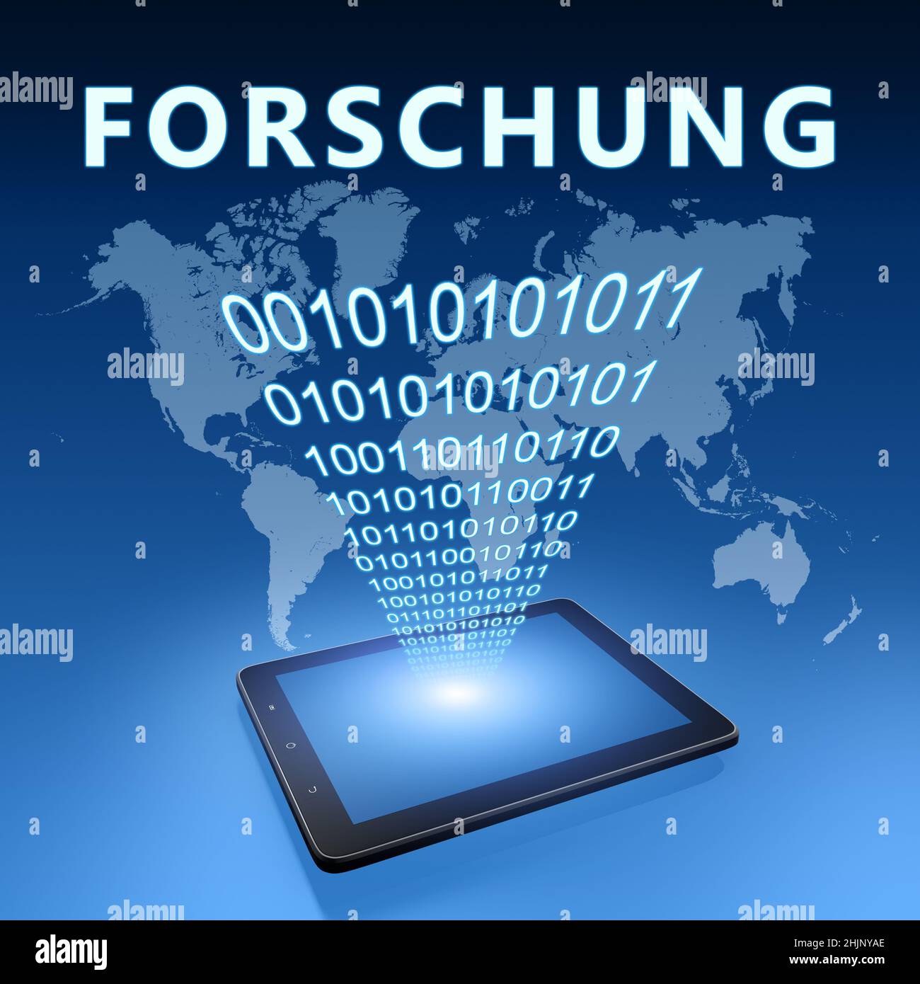 Forschung - german word for research - text with tablet computer on ...