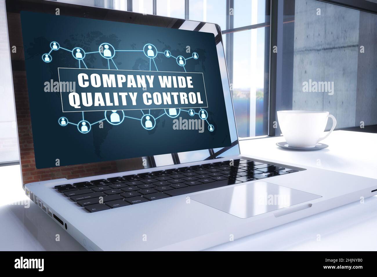 Company Wide Quality Control text on modern laptop screen in office ...