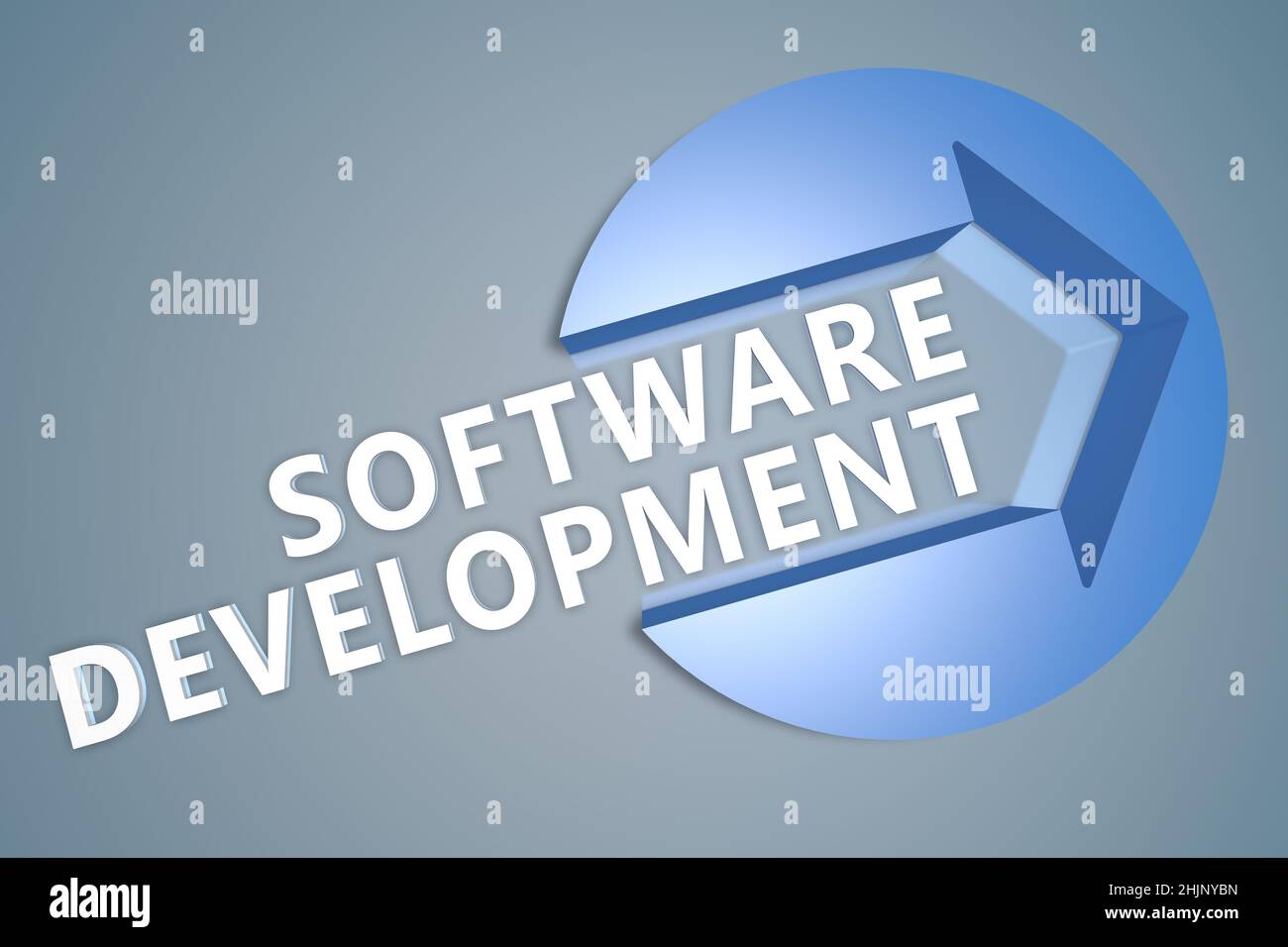 Software Development - 3d text render illustration concept with a arrow ...
