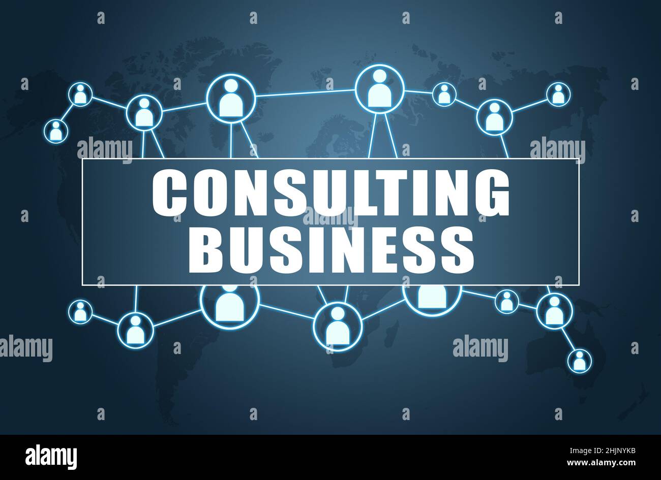 Consulting Business - text concept on blue background with world map ...
