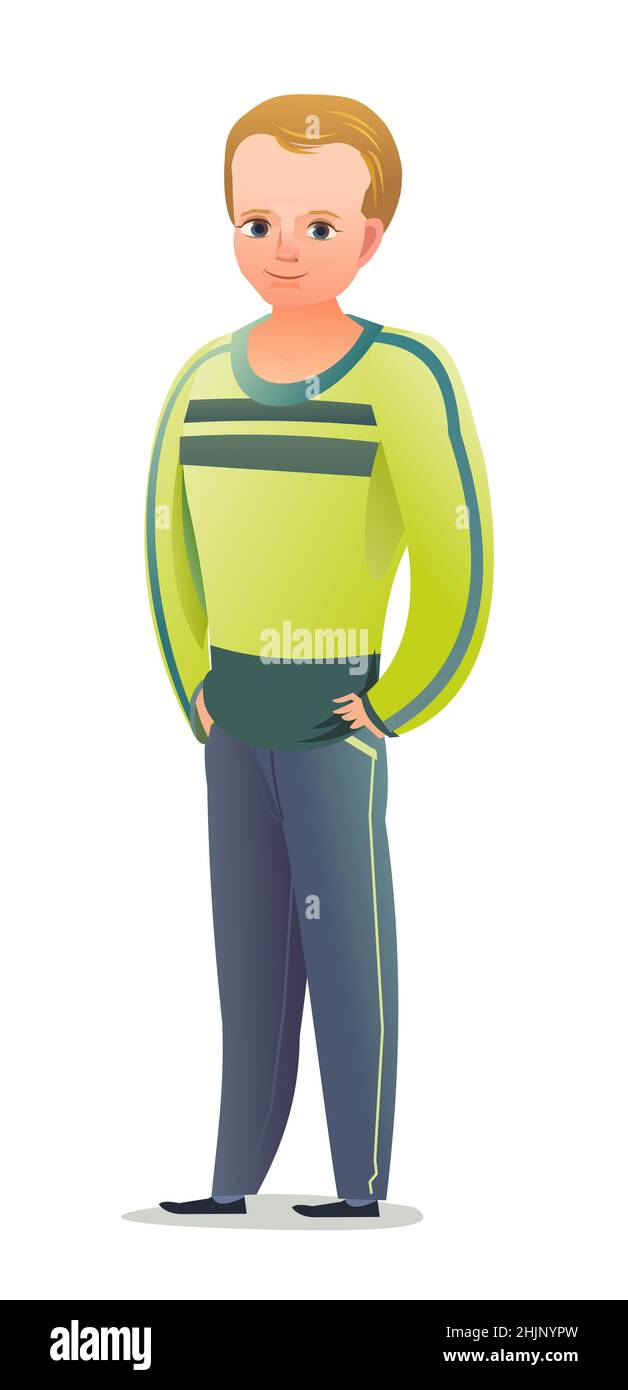 Little boy in tracksuit. Guy got ready for sports activities. Cheerful ...