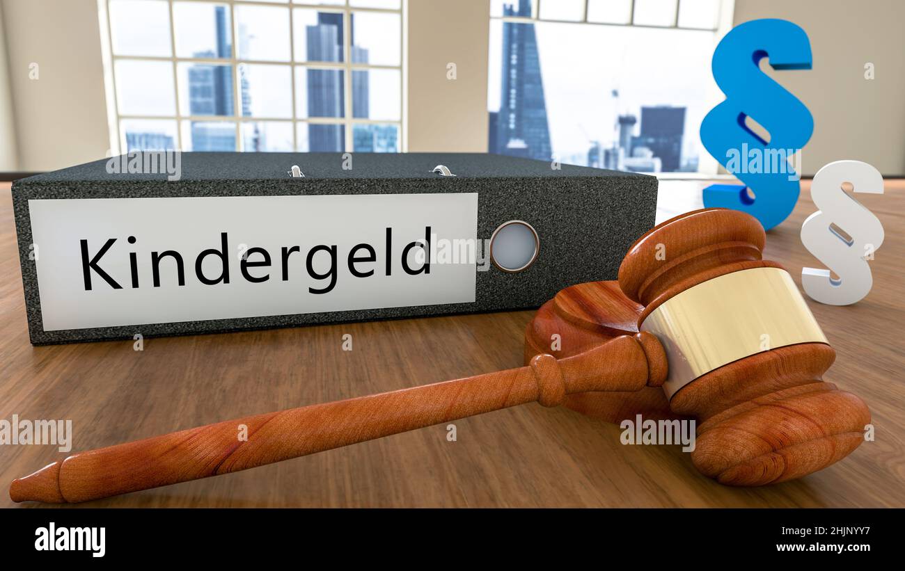 Kindergeld - german word for child benefit or allowance - Text on file ...