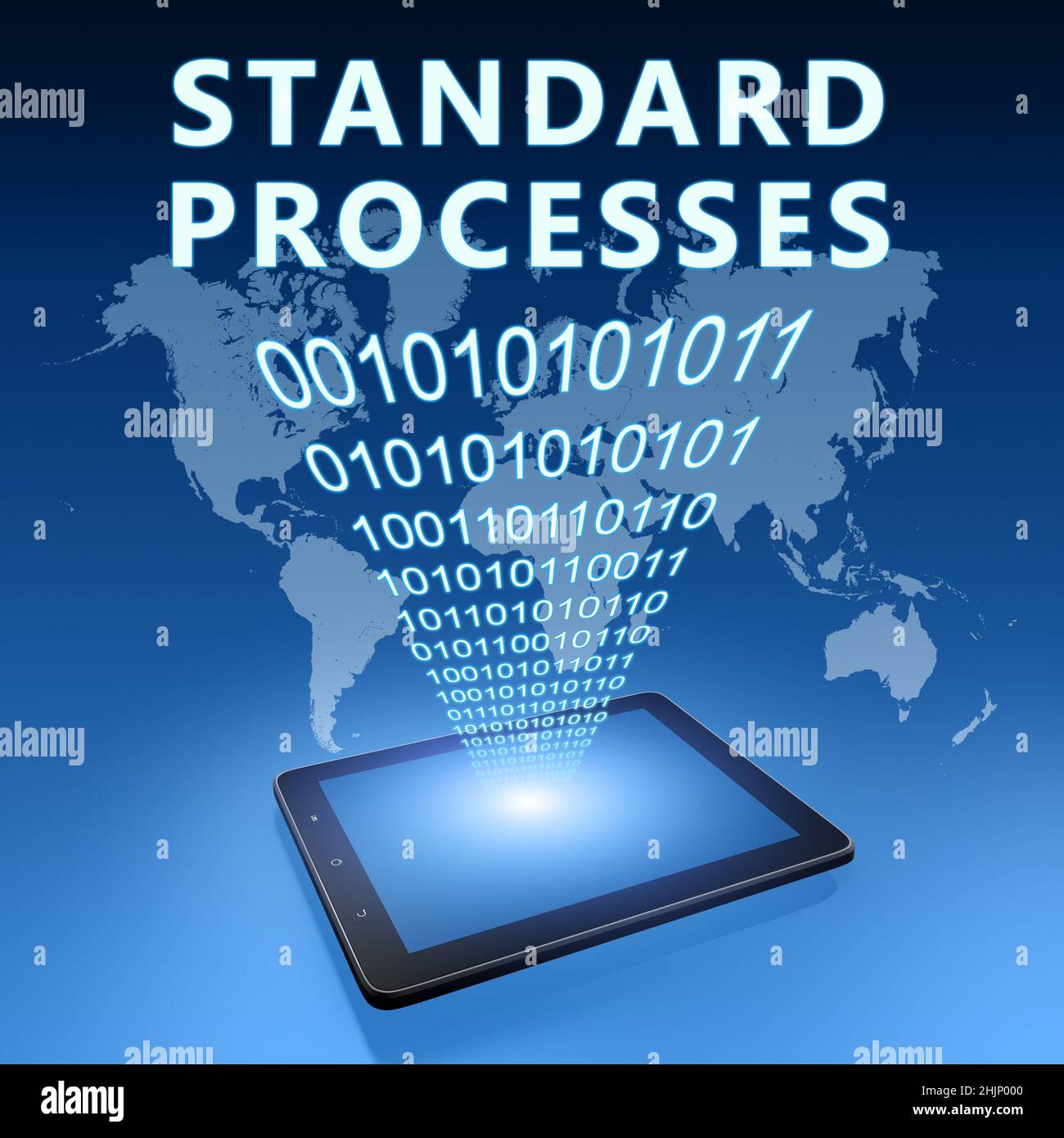 Standard Processes - text with tablet computer on blue digital world ...