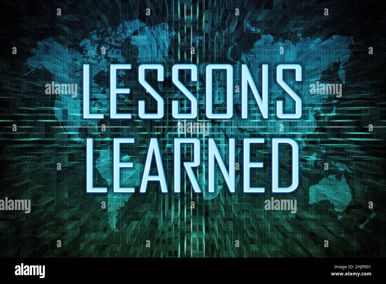 Lessons Learned text concept on green world map background Stock Photo ...