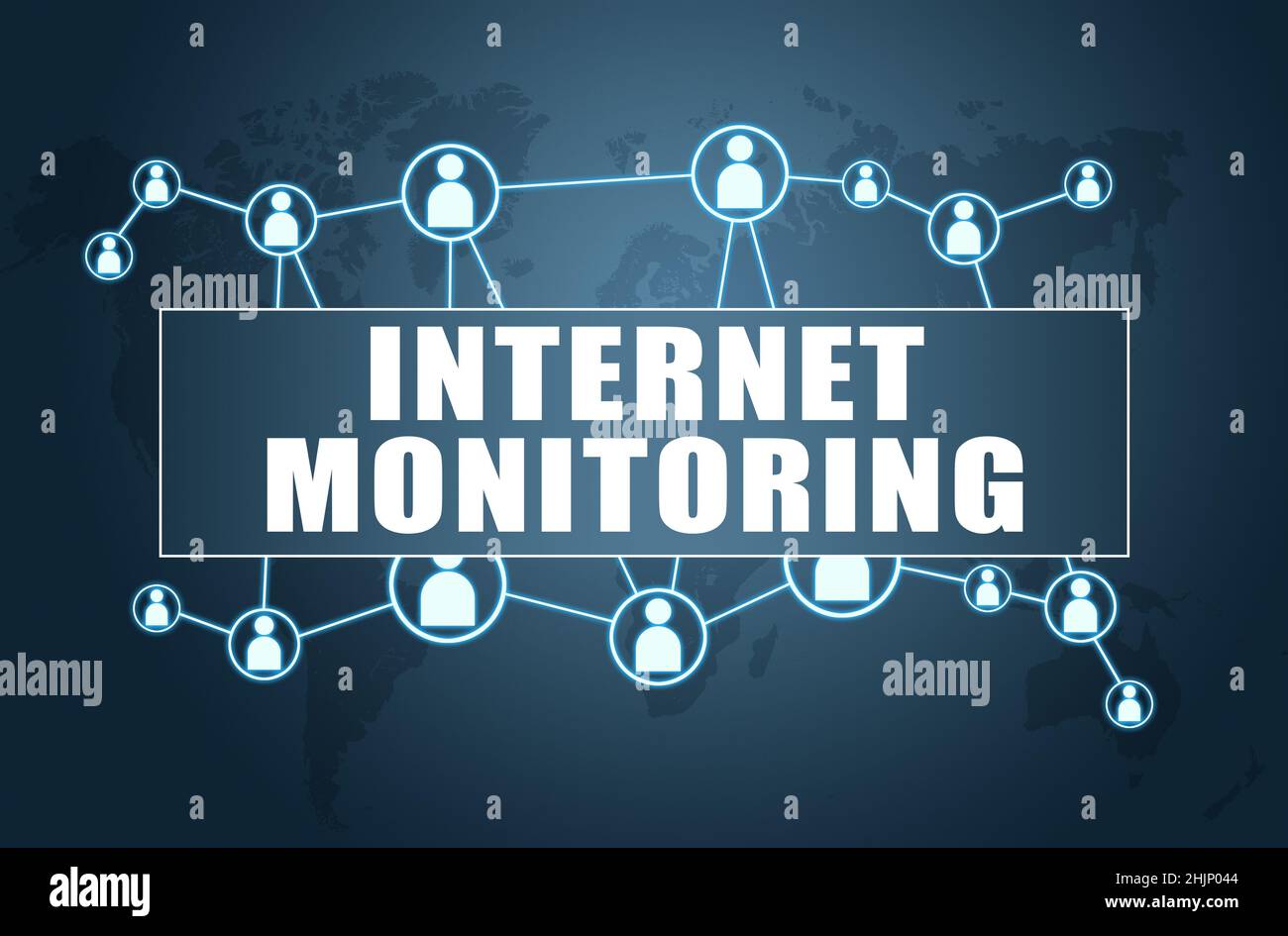 Internet Monitoring - text concept on blue background with world map ...