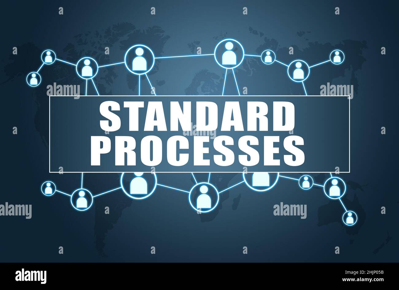 Standard Processes - text concept on blue background with world map and ...