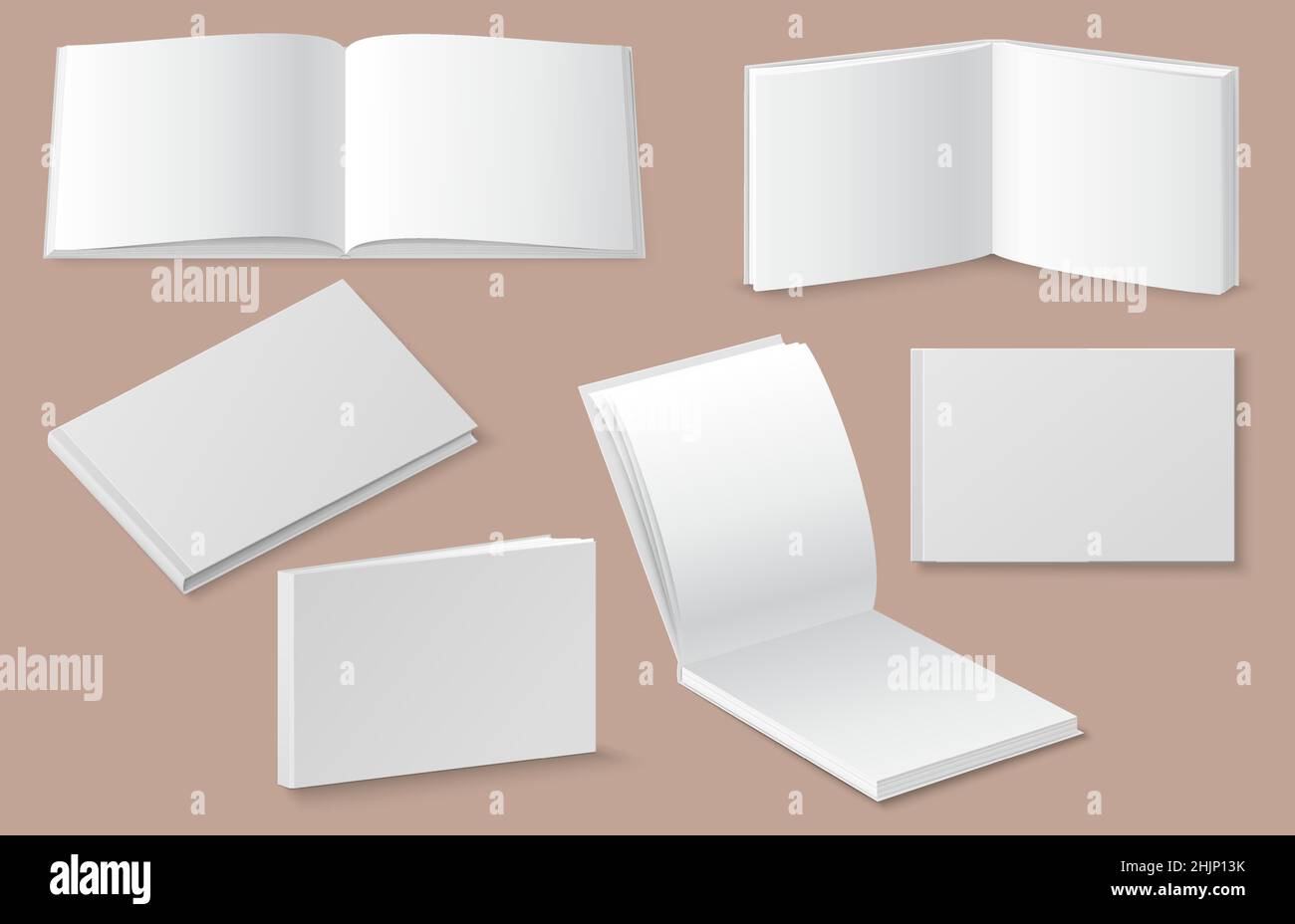 Realistic empty photo album, drawing album mockup set, vector ...