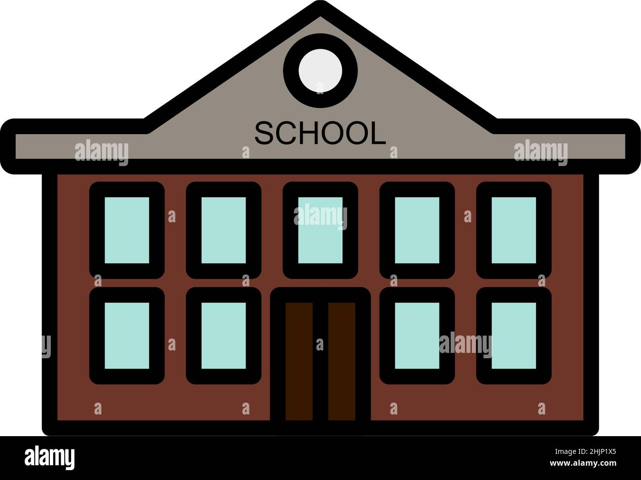 School Building Icon. Editable Bold Outline With Color Fill Design ...