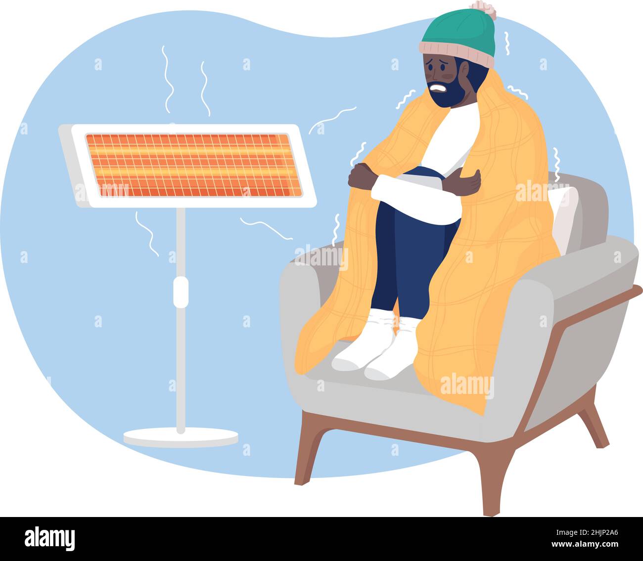 Warming at home 2D vector isolated illustration Stock Vector Image ...