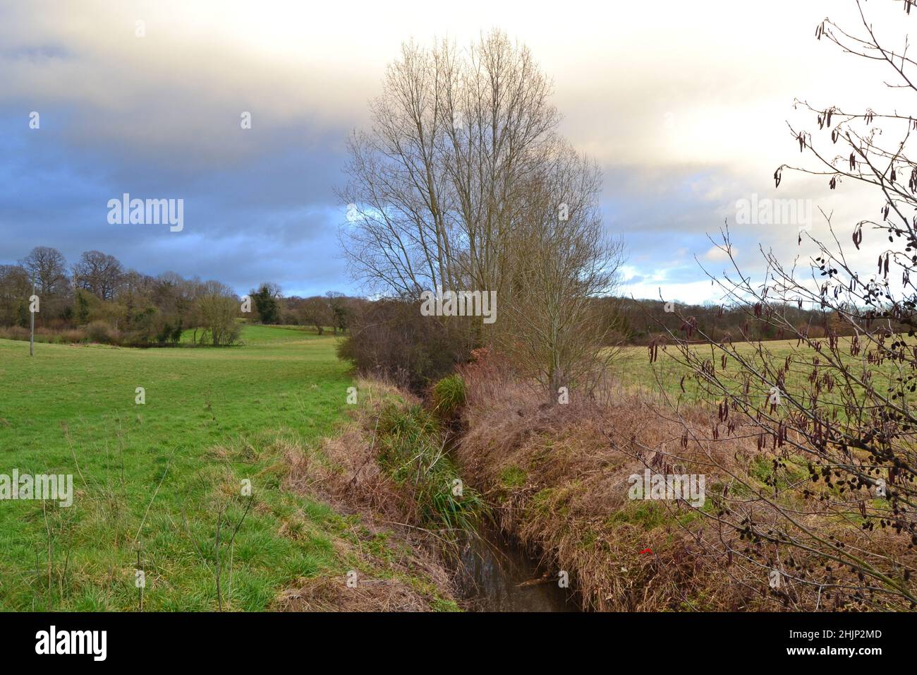 The Kyd Brook in winter. Petts Wood, Hawkwood Estate, Tong Farm. This ...