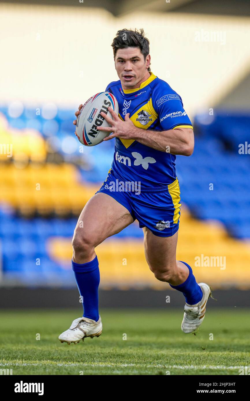 Wimbledon, UK. 19th Jan, 2022. Dean PARATA (9) of London Broncos during ...