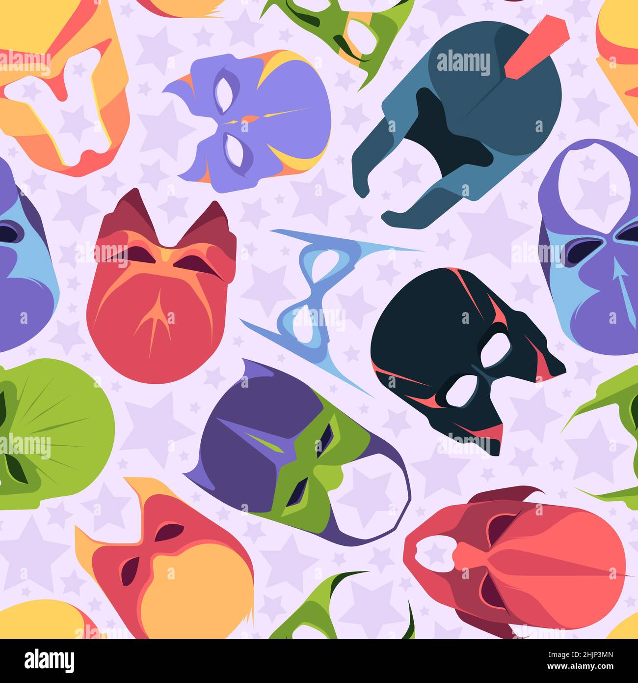 Hero mask pattern. Decorative pictures with protective helmet and ...