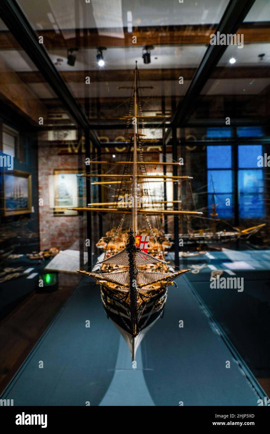 Exhibits of the World Maritime Museum in the city of Hamburg Stock ...