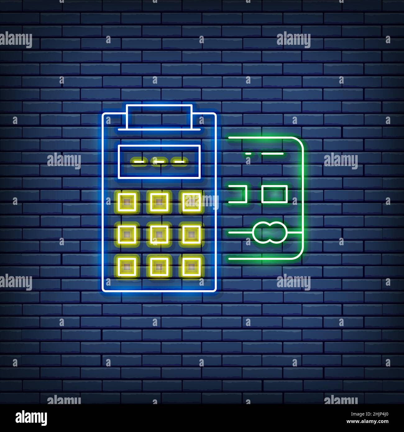 Vector POS credit card, banking terminal, payments methods neon sign ...