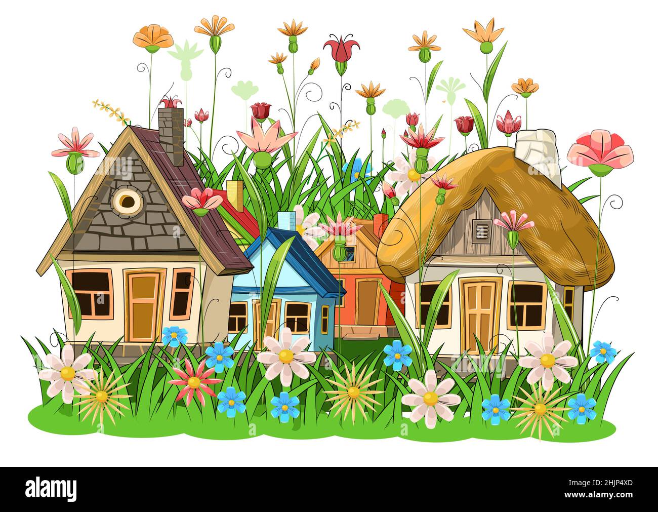 Facade old street houses Cut Out Stock Images & Pictures - Alamy