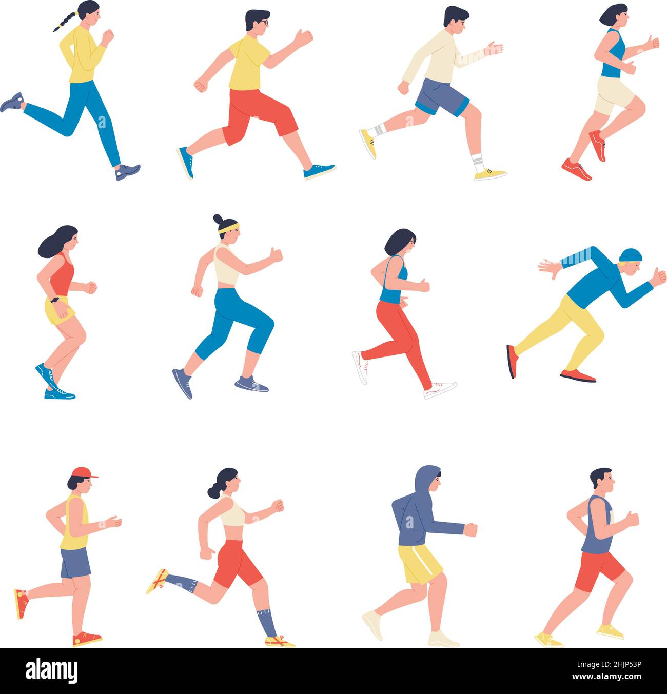 Running athletes characters. Outdoor training, runner people. Isolated ...