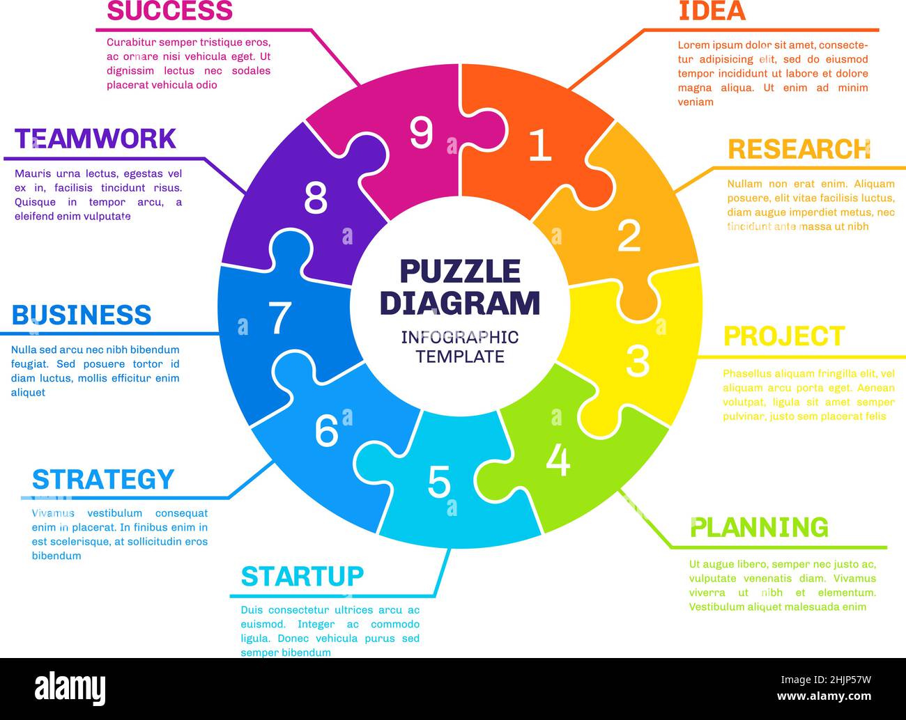 Puzzle circle infographics. Presentation chart pie from jigsaw pieces ...