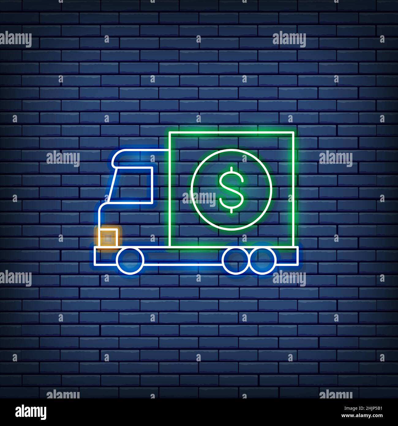 Vector money truck, transfer cash, banking car neon sign Stock Vector ...