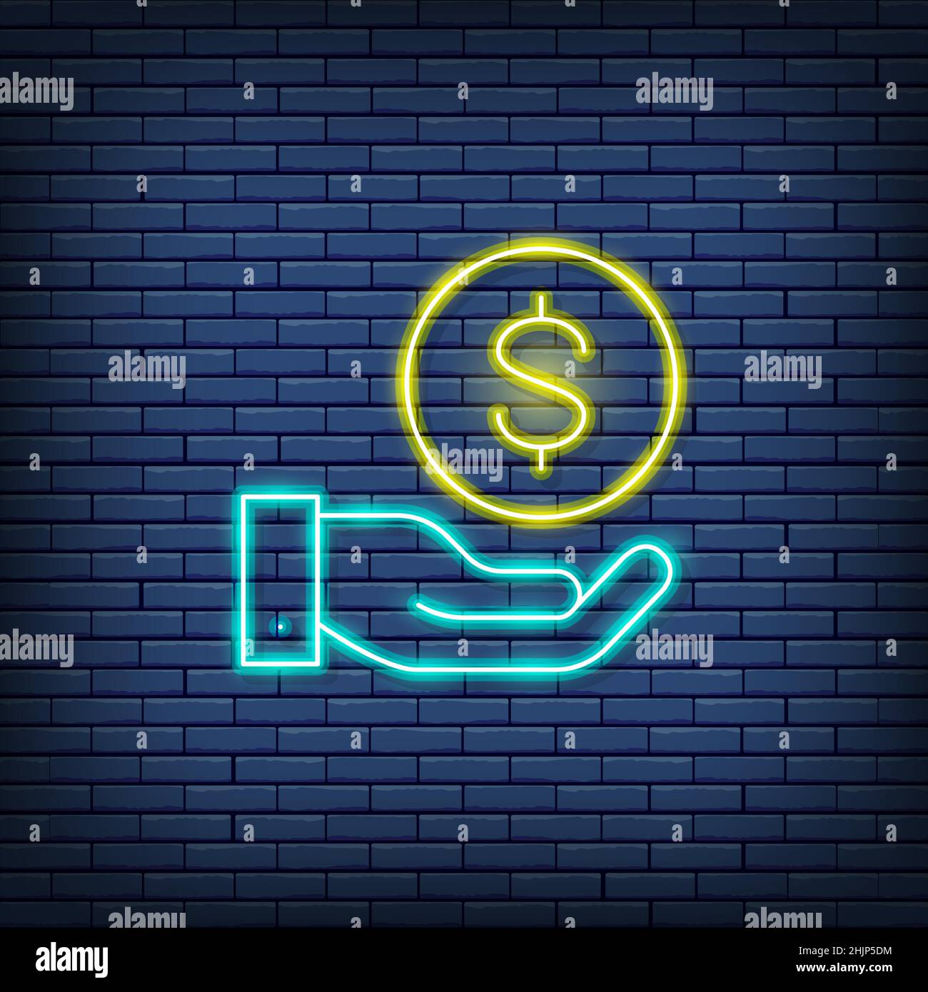Neon money coin icon Stock Vector Images - Alamy