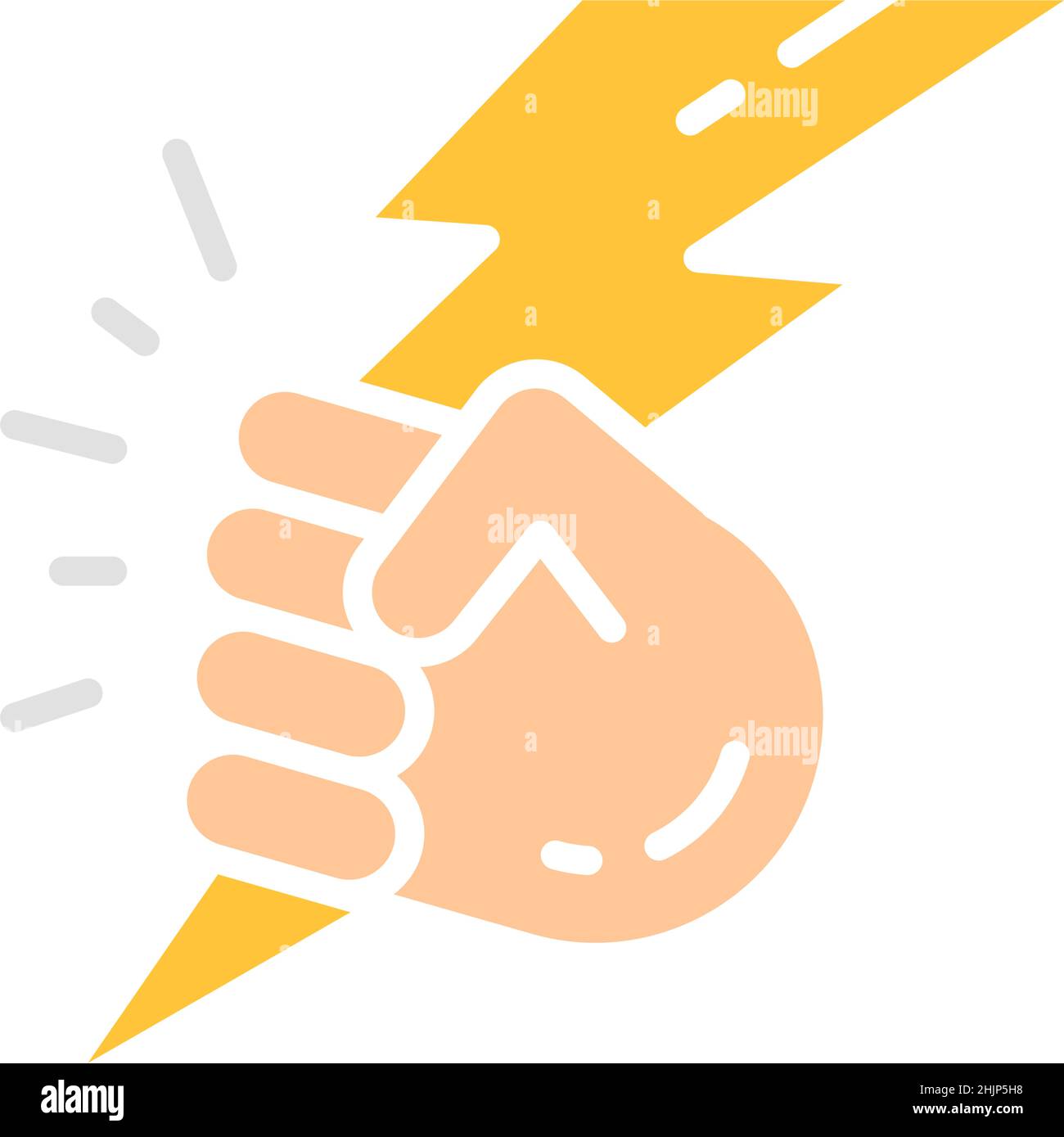 Vector hand with lightning, power white line icon Stock Vector Image ...