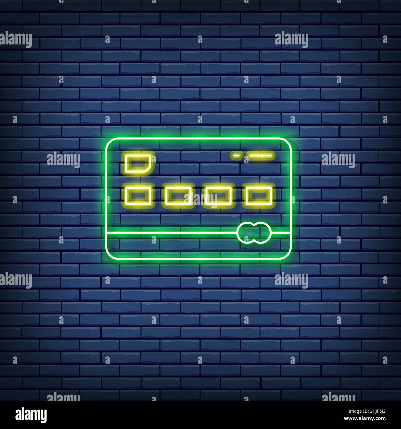 Vector credit card neon sign. Isolated on a brick wall background Stock ...