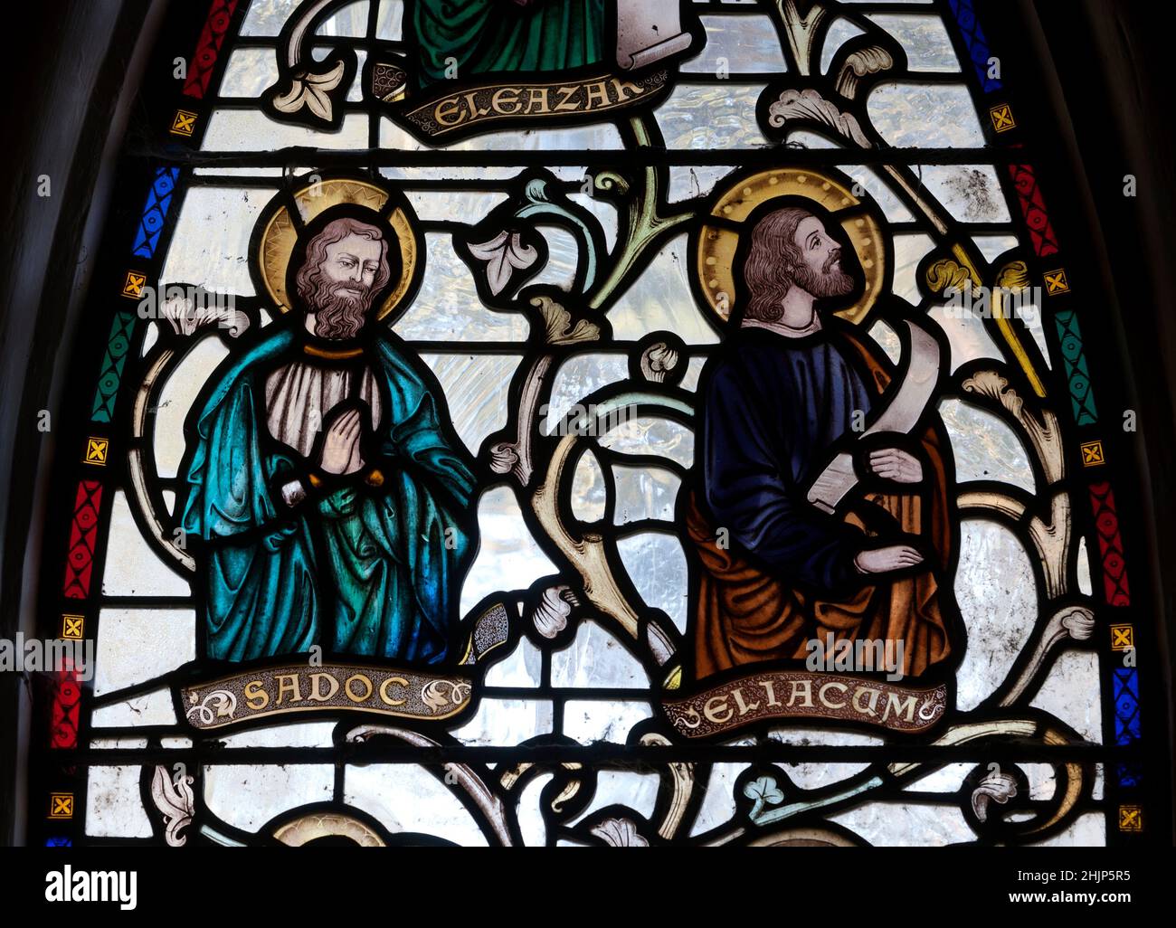 Sadoc and Eliacum, Tree of Jesse stained glass detail Stock Photo - Alamy