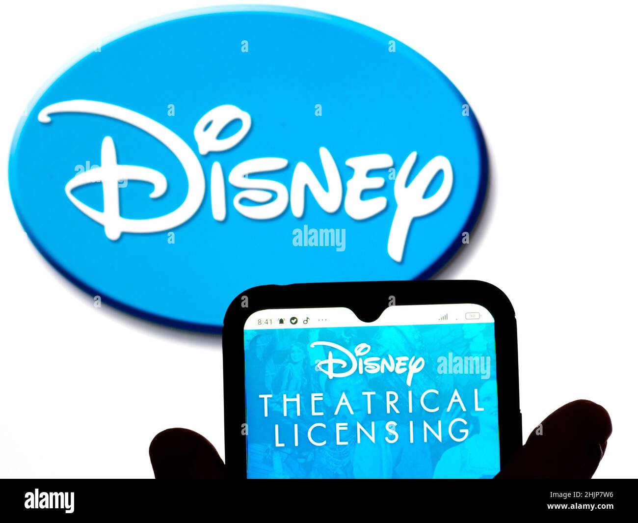 In this photo illustration, the Disney Theatrical Licensing logo is ...