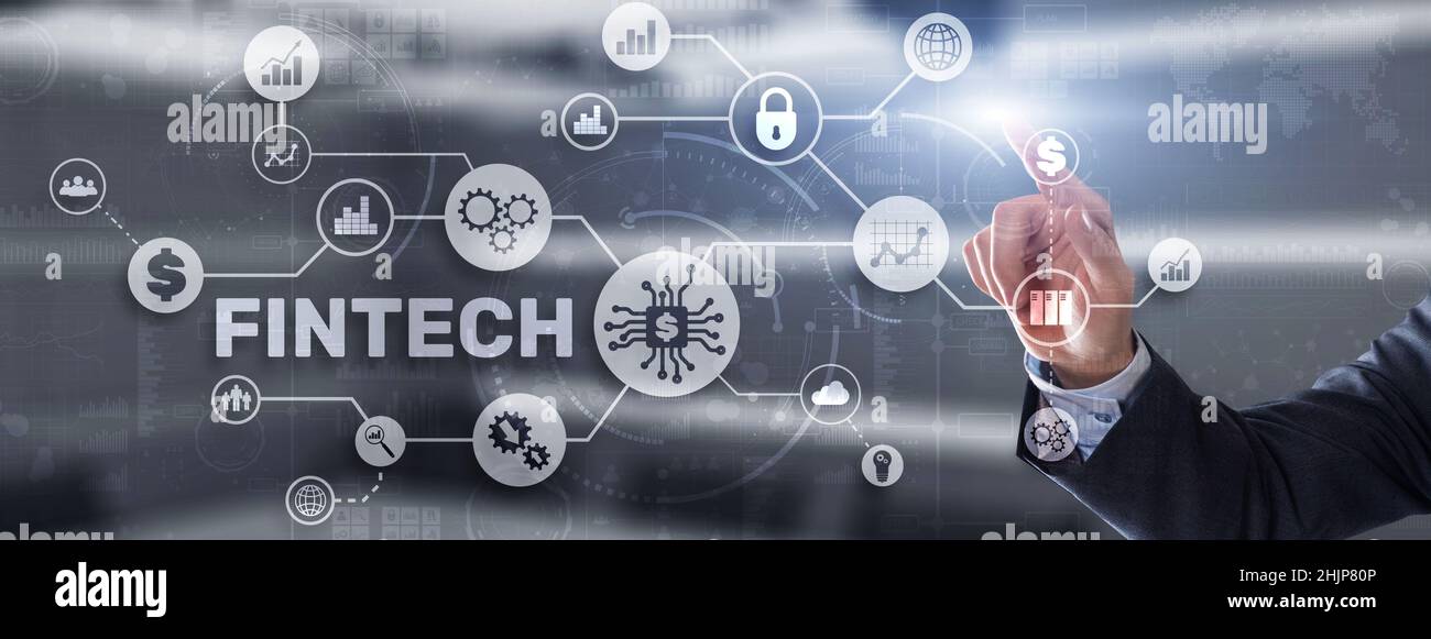 Fintech Investment Financial Technology Concept. 3D Virtual screen ...