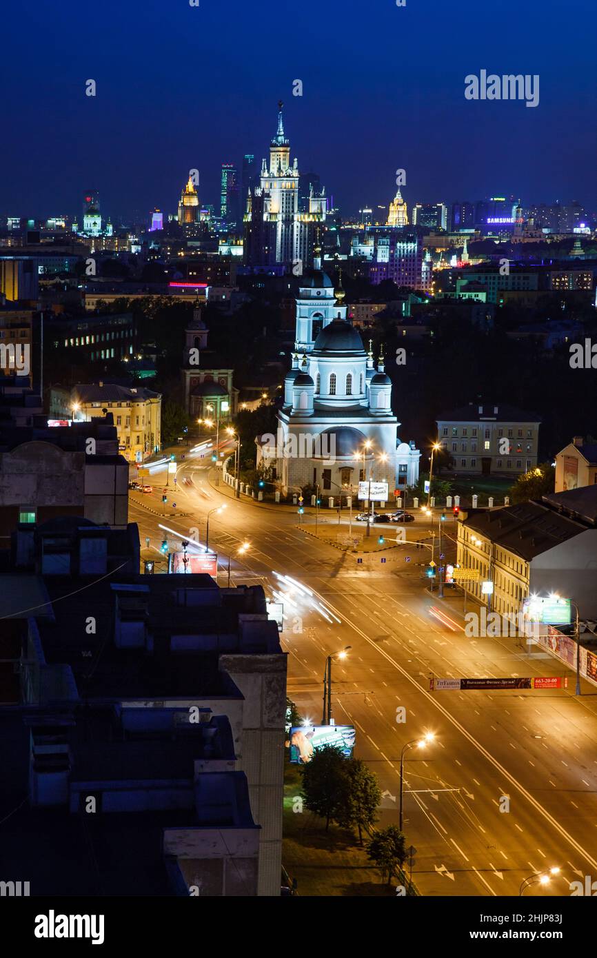 Moscow, Russia. Night city panorama with Church of Sergius Van ...
