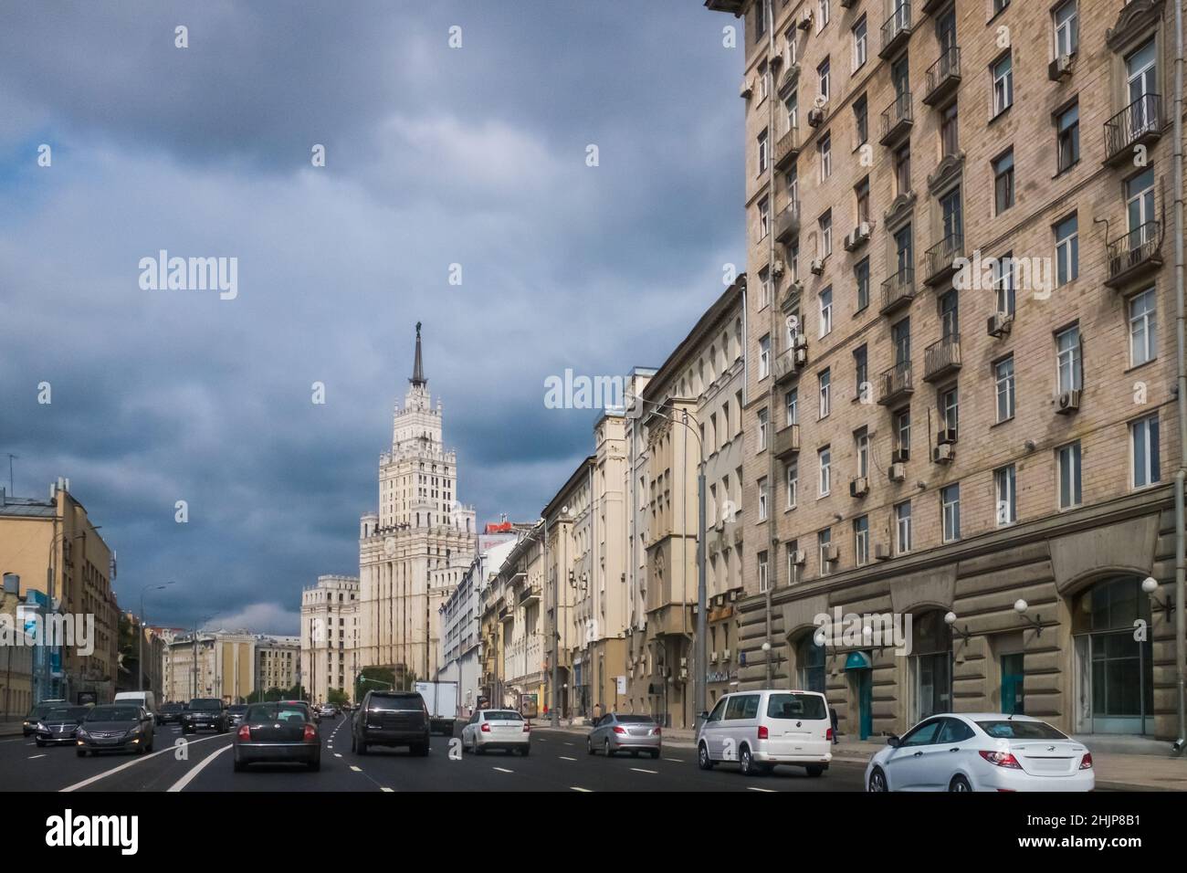 View on Moscow downtown. One of Stalinist hi-rise buldings left ...