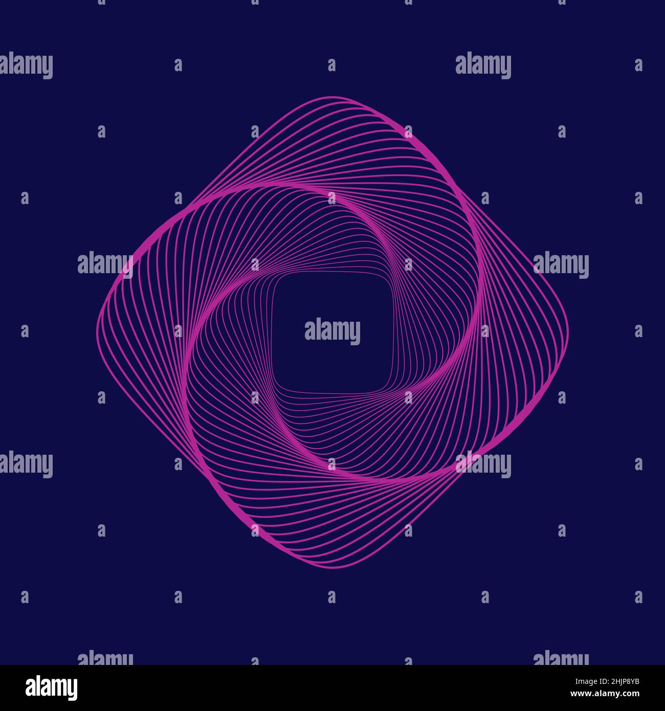 Abstract geometric shape made of lines. Purple rectangle on blue ...