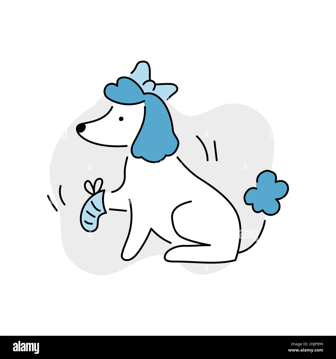 Sick dog line doodle icon for veterinary clinic. Dog, pet injured ...
