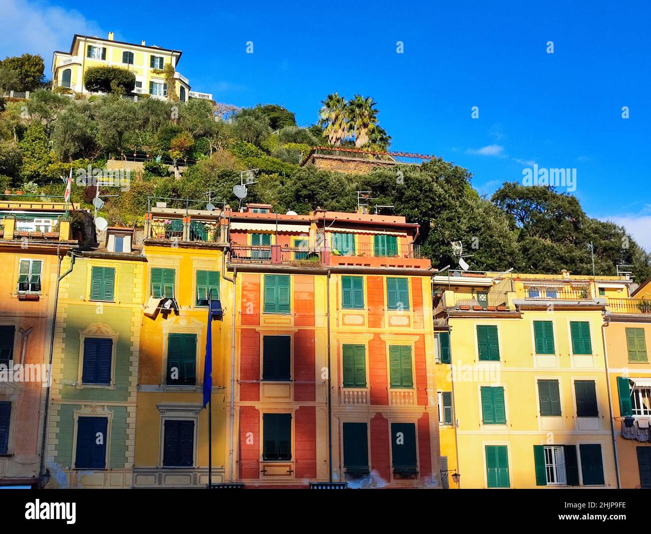Portofino pictoresque village Italy colorful buildings detail painted ...
