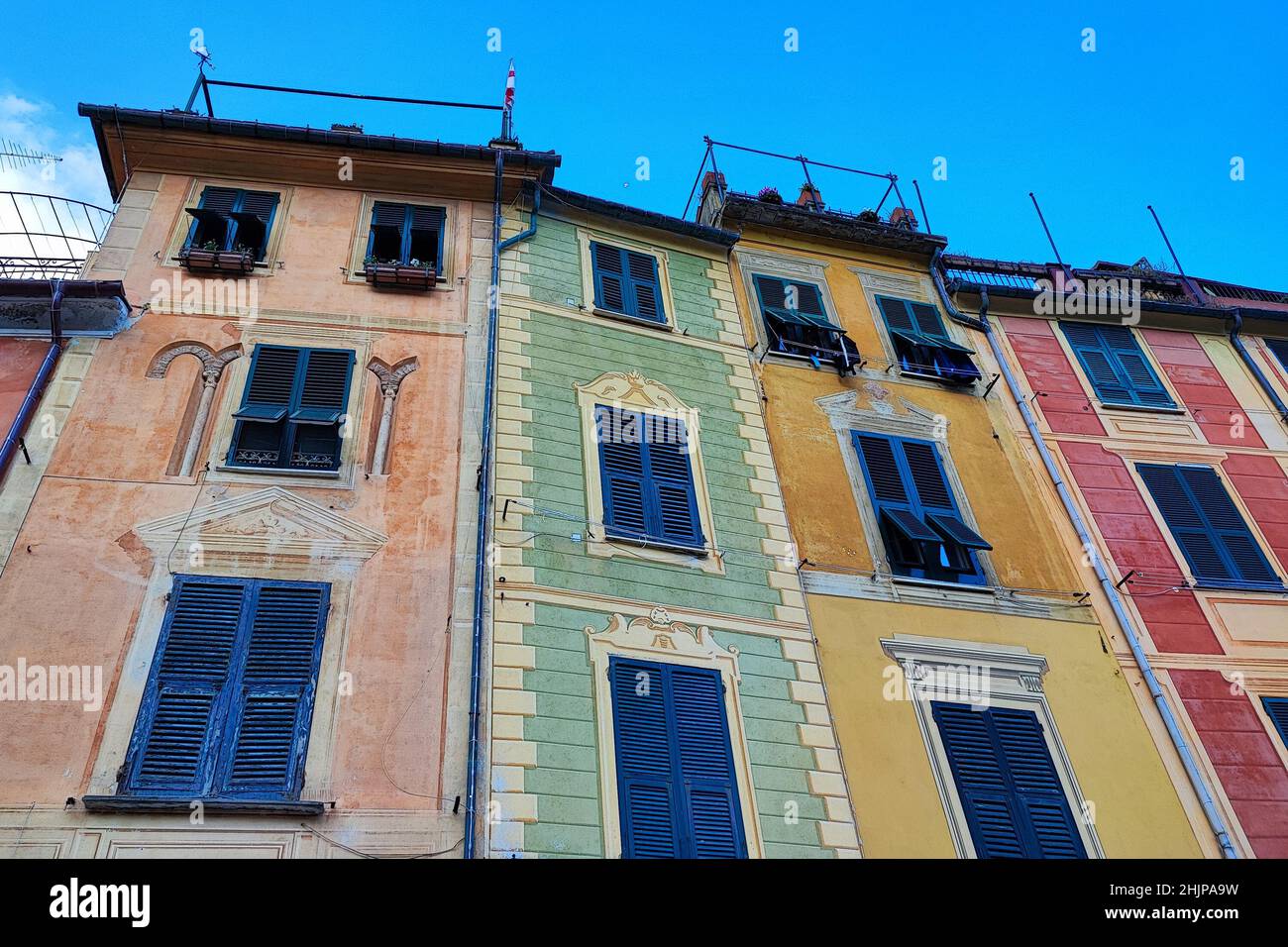 Portofino pictoresque village Italy colorful buildings detail painted ...