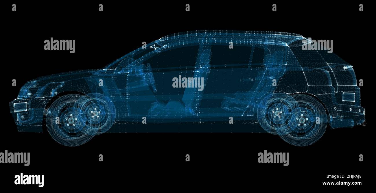 3d hologram of intelligent car of particles Stock Photo - Alamy