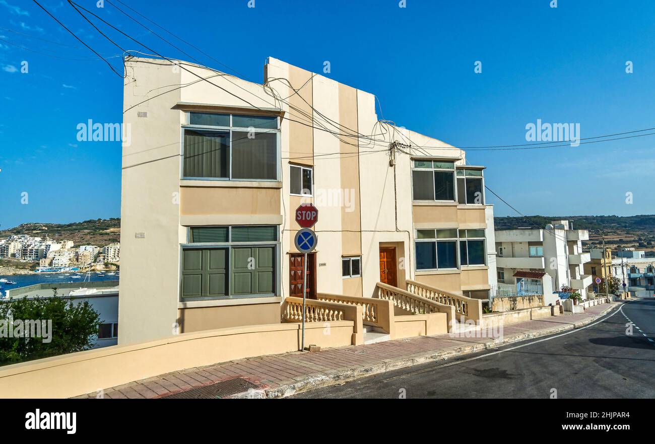 Modern architecture of Xemxija, popular tourist destination in the ...