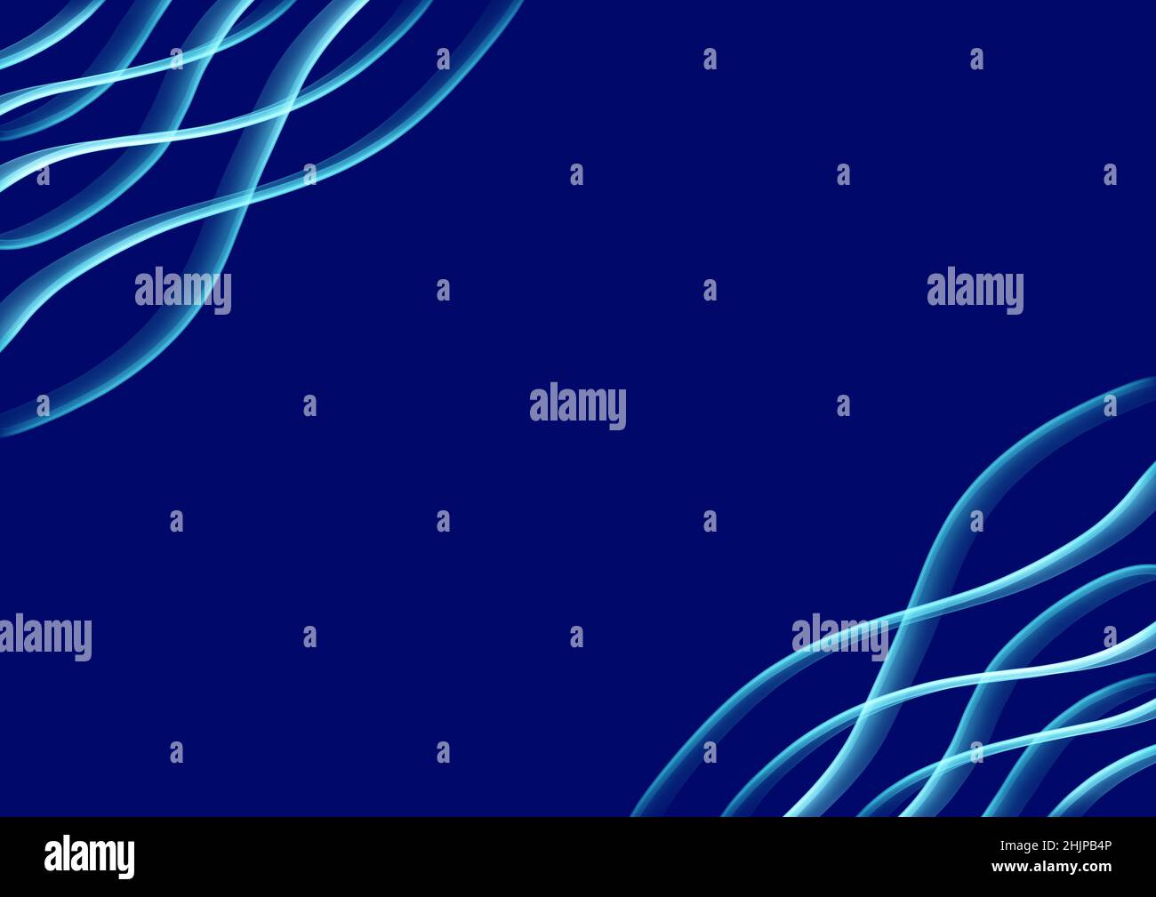 Abstract art navy blue background with wavy swirl sky neon lines at the ...