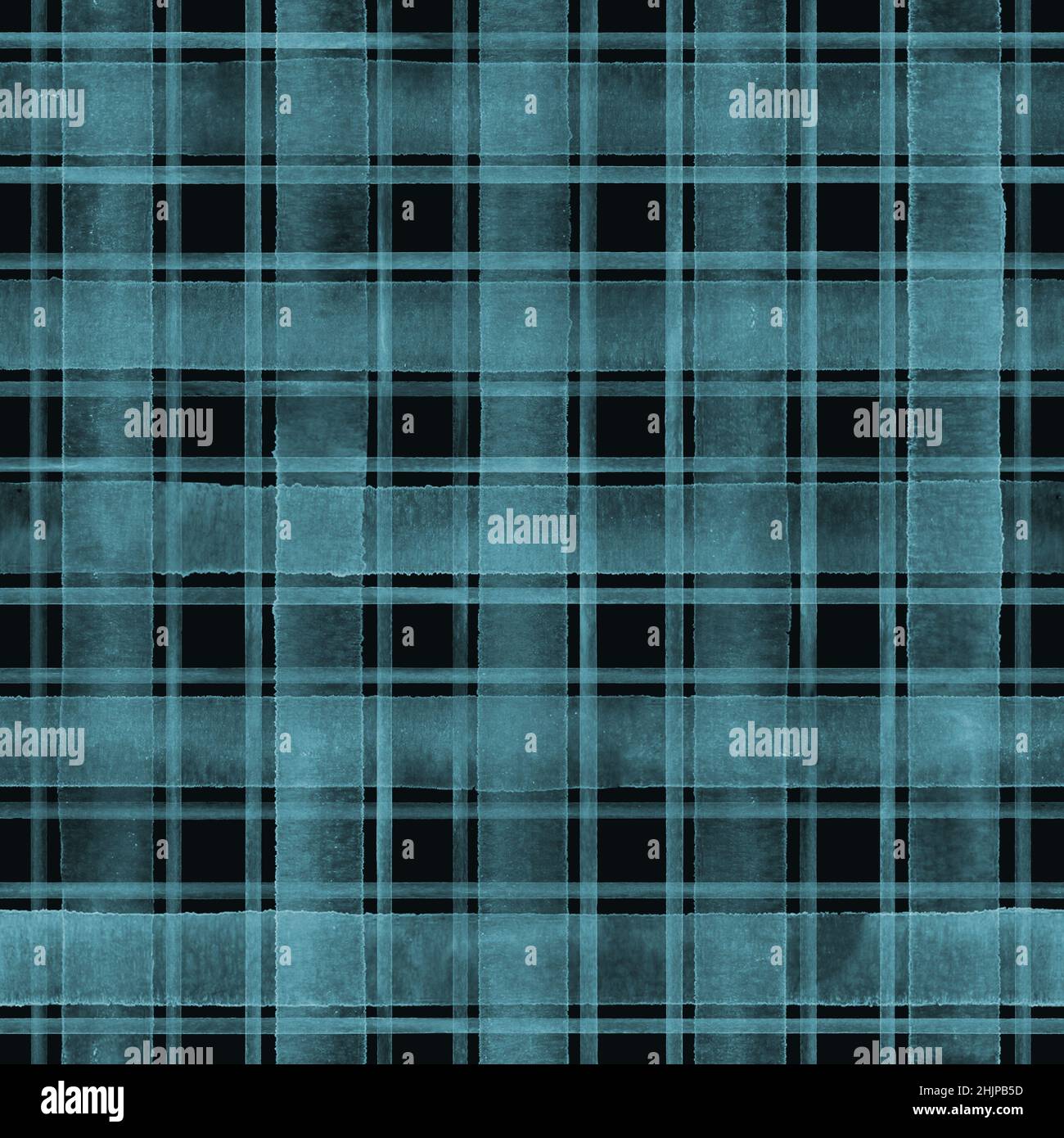 Watercolor grunge shabby chic stripe plaid seamless pattern. Teal ...