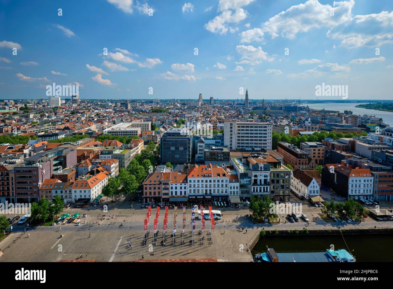 Aerial view of Antwerp town, Belgium Stock Photo - Alamy